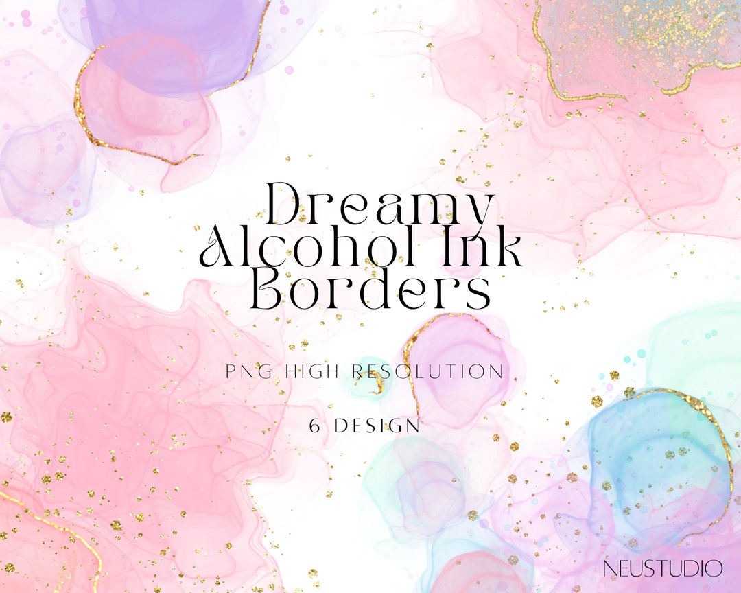Alcohol Ink Glitter Borders Dreamy Clipart Watercolor - Etsy
