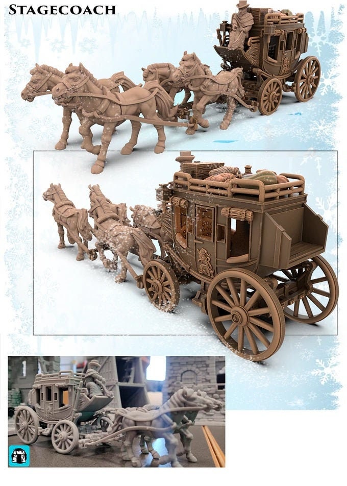 Stagecoach | the Frost | Dnd | Carriage With 4 Horses - Etsy