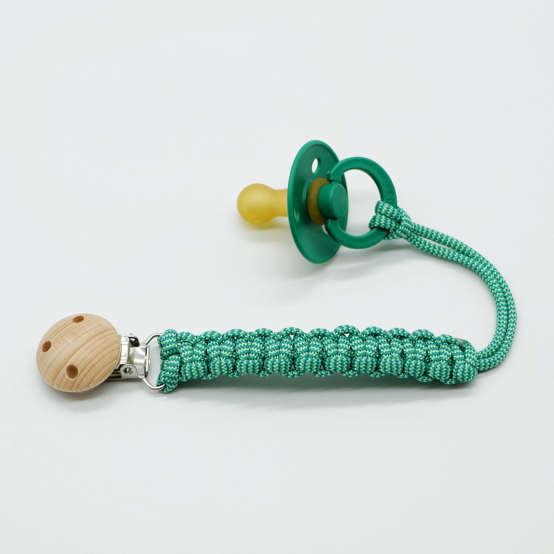Paracord Dummy Clip – Handmade Pacifier Clip With Wooden Clasp, Baby ...
