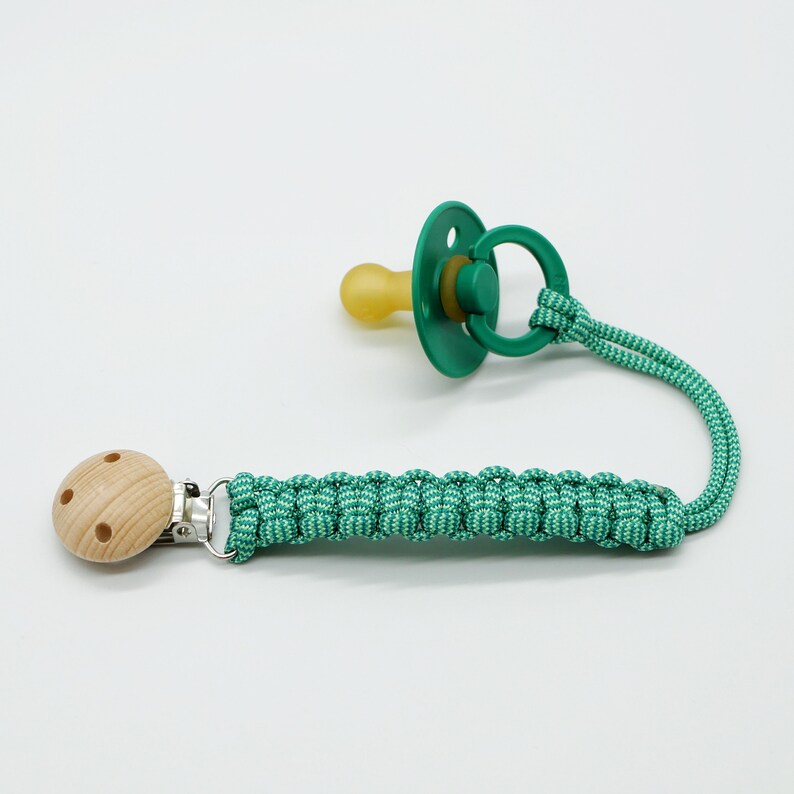 Paracord Dummy Clip – Handmade Pacifier Clip With Wooden Clasp, Baby ...