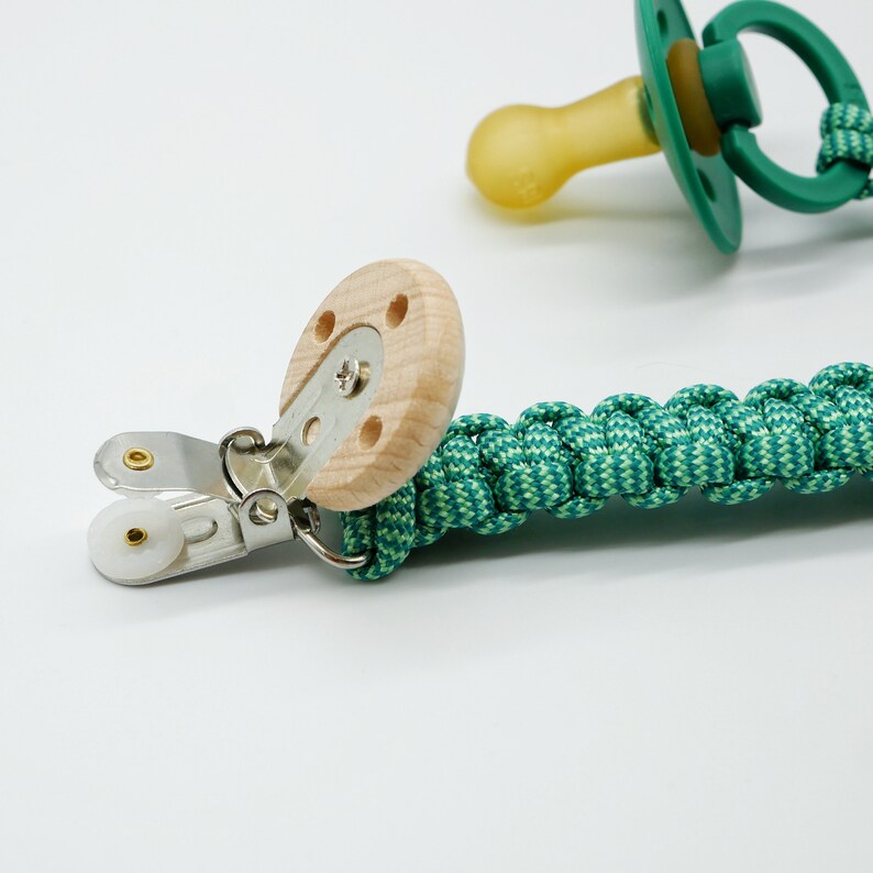 Paracord Dummy Clip – Handmade Pacifier Clip With Wooden Clasp, Baby ...