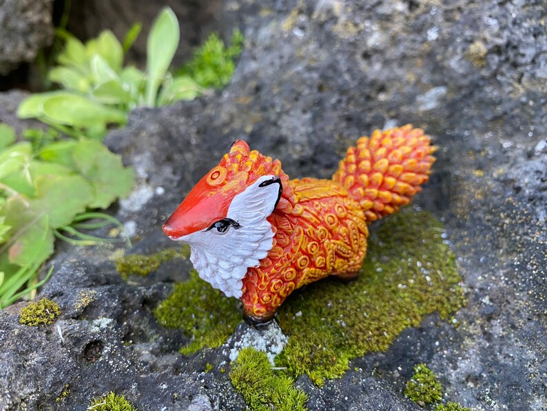 Foxy Figurine Resin Fox Figurine Relaxing Rabbit Home Decor - Etsy