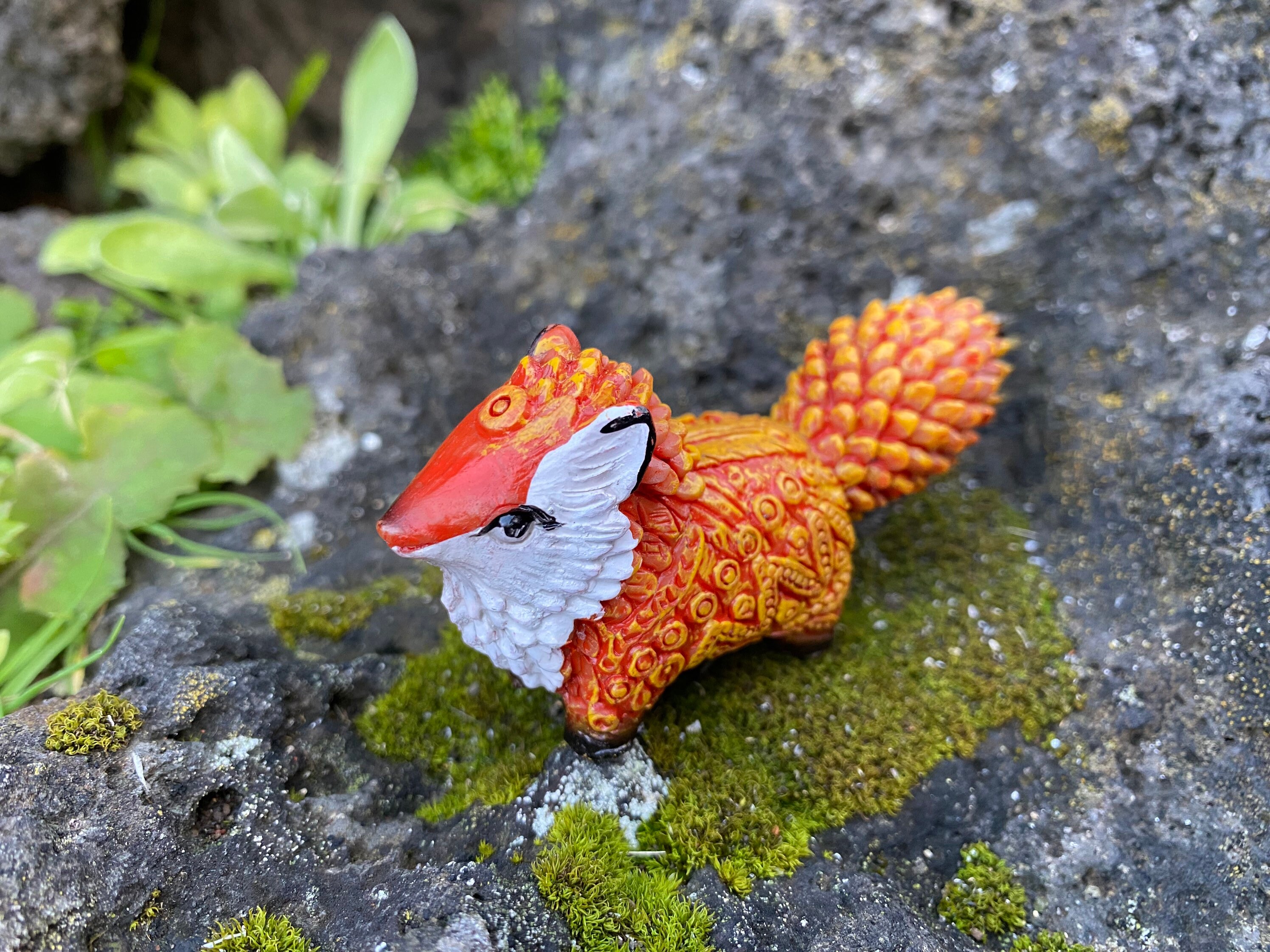 Foxy Figurine Resin Fox Figurine Relaxing Rabbit Home Decor - Etsy