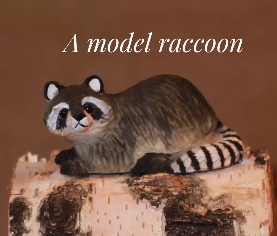 Little Raccoons Figurines Wooden Raccoon Home Decor Tea Accessories ...