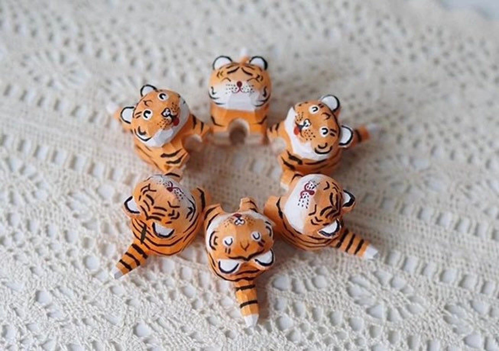 Home Decor Tiger Figurine Wooden Tiger Little Tiger Statue - Etsy