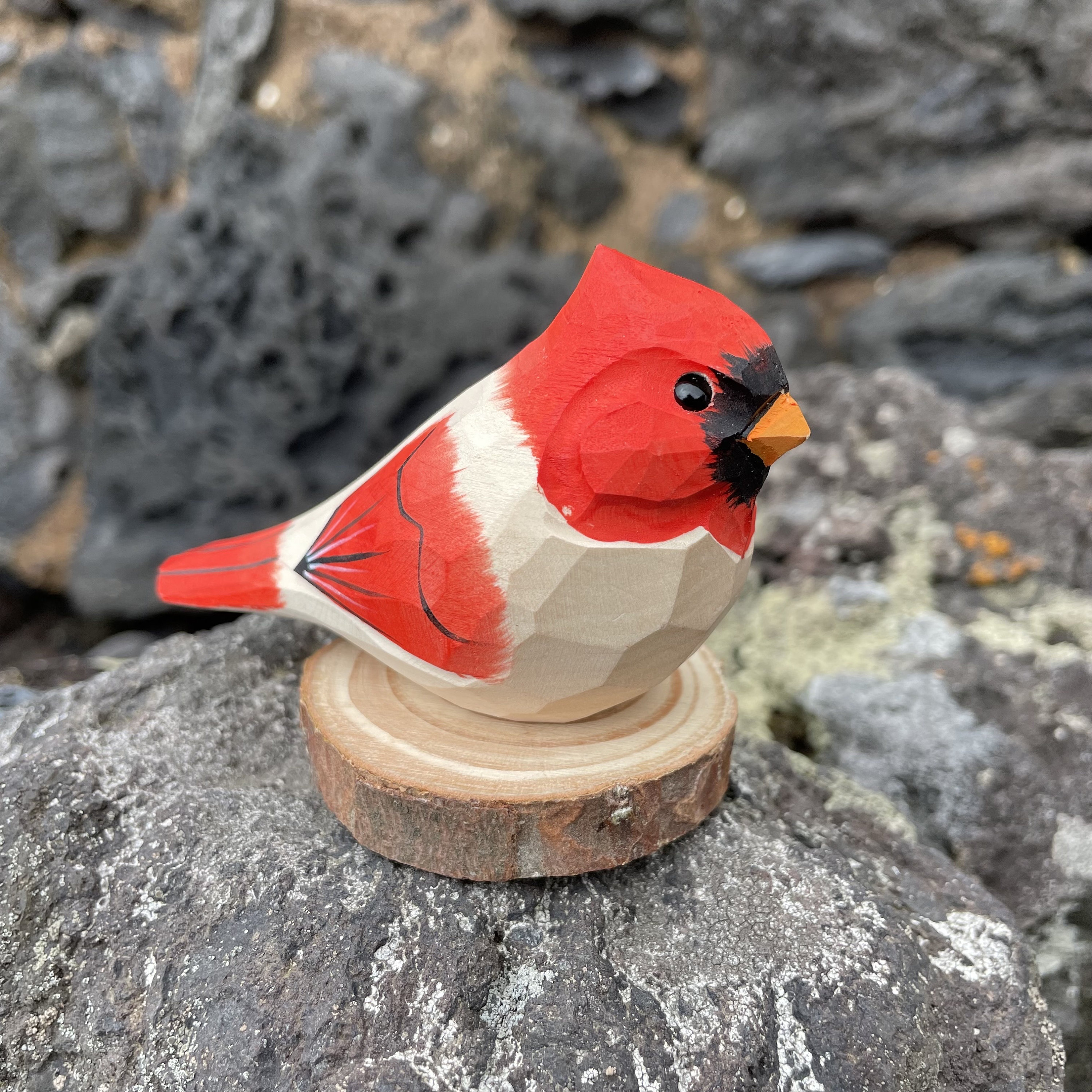 Wooden Northern Cardinal Bird North American Cardinal Bird Figurine ...