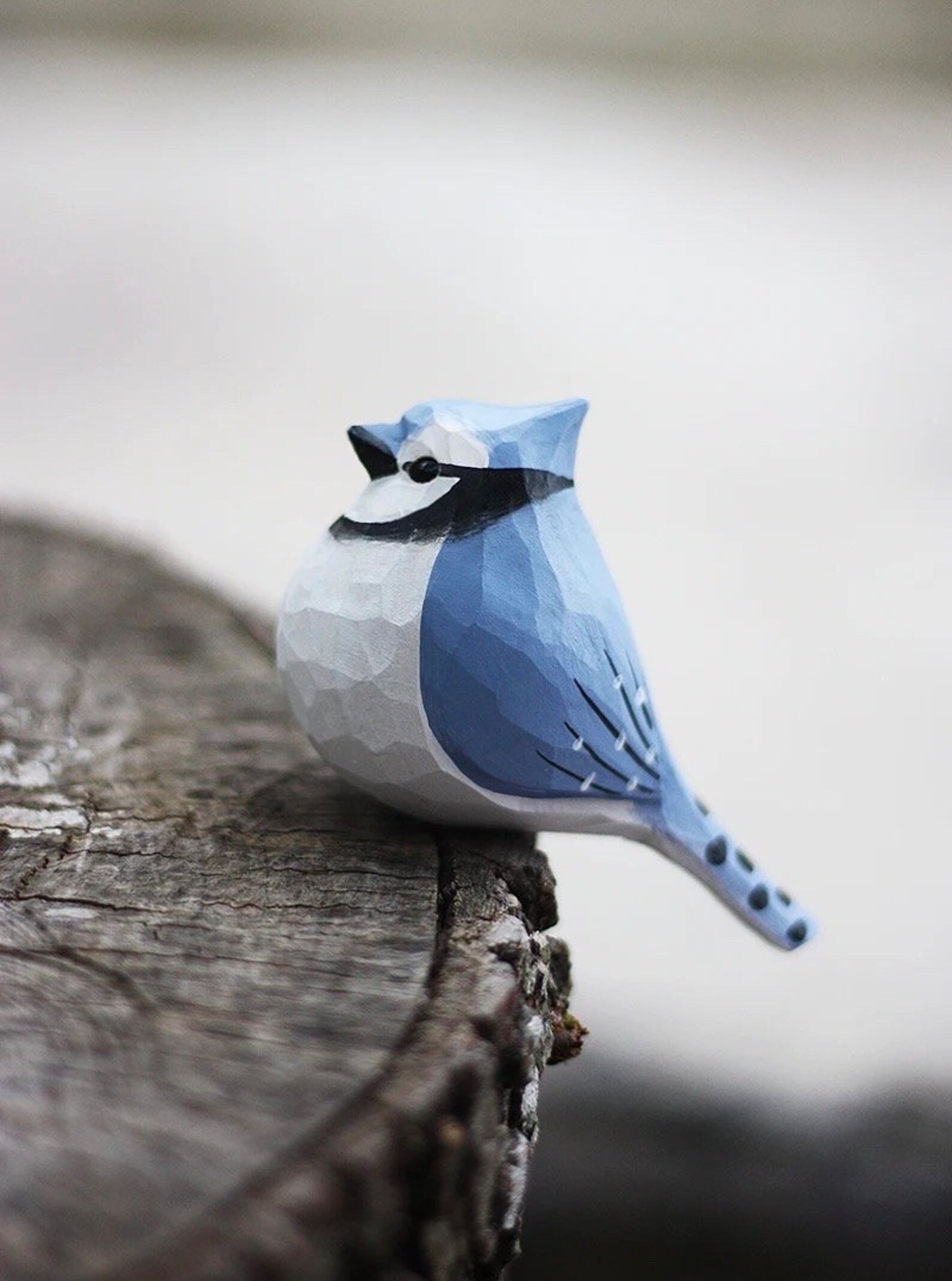 Blue Jay Wood Carving Bird Blue Jay Figurine Handmade Wood Bird ...