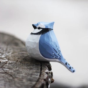 Blue Jay Wood Carving Bird Blue Jay Figurine Handmade Wood Bird ...