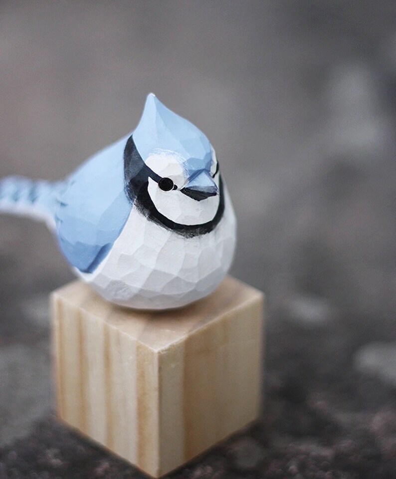Blue Jay Wood Carving Bird Blue Jay Figurine Handmade Wood - Etsy