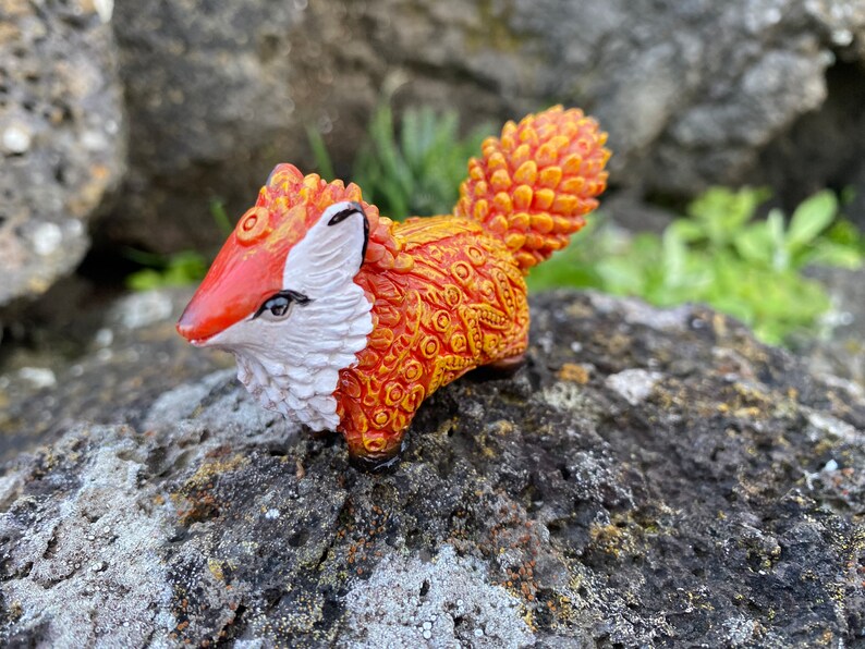 Foxy Figurine Resin Fox Figurine Relaxing Rabbit Home Decor - Etsy