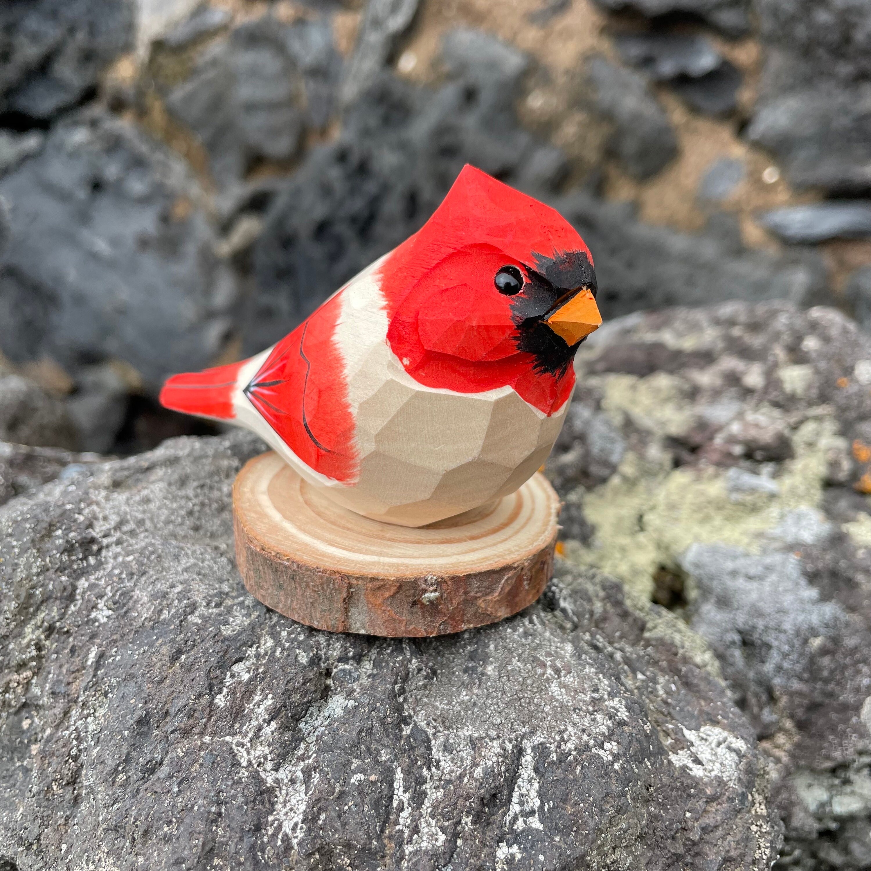 Wooden Northern Cardinal Bird North American Cardinal Bird Figurine ...