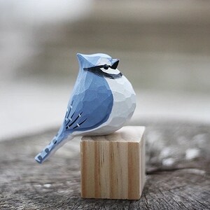 Blue Jay Wood Carving Bird Blue Jay Figurine Handmade Wood Bird ...