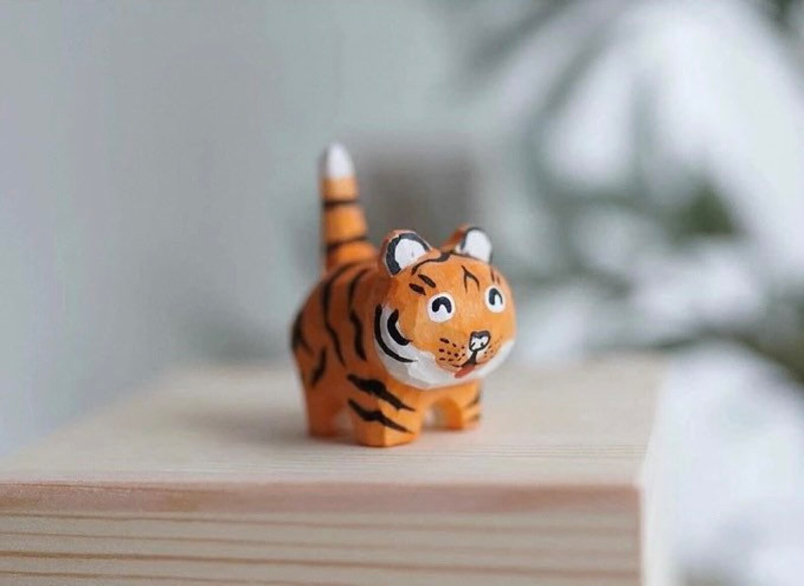 Home Decor Tiger Figurine Wooden Tiger Little Tiger Statue - Etsy