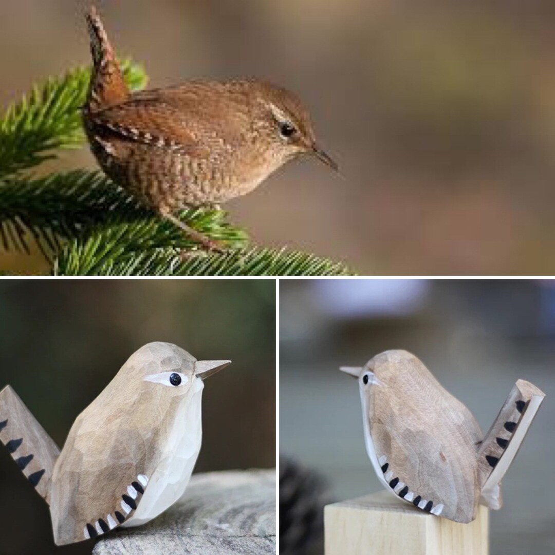 Wren Bird Figurine Wooden Wren Bird Home Decor Accessories Wooden Decor ...