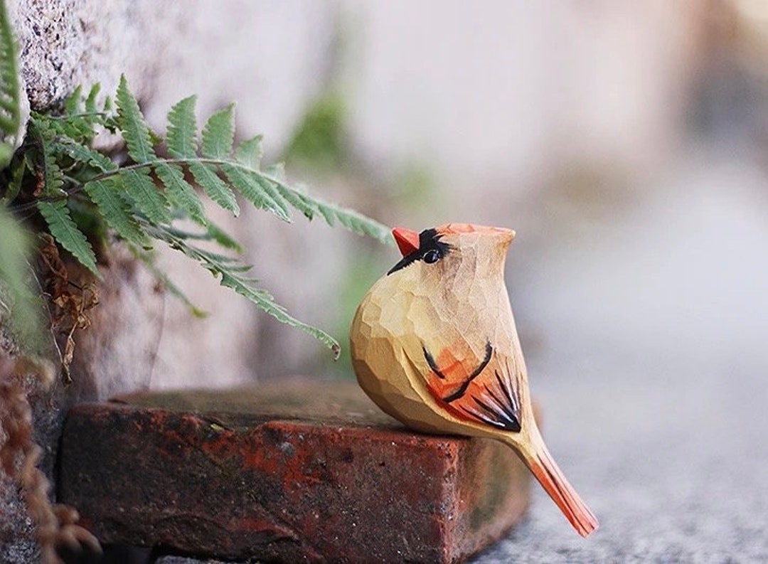 Main Cardinal Bird North American Cardinal Bird Figurine Carving Wooden ...