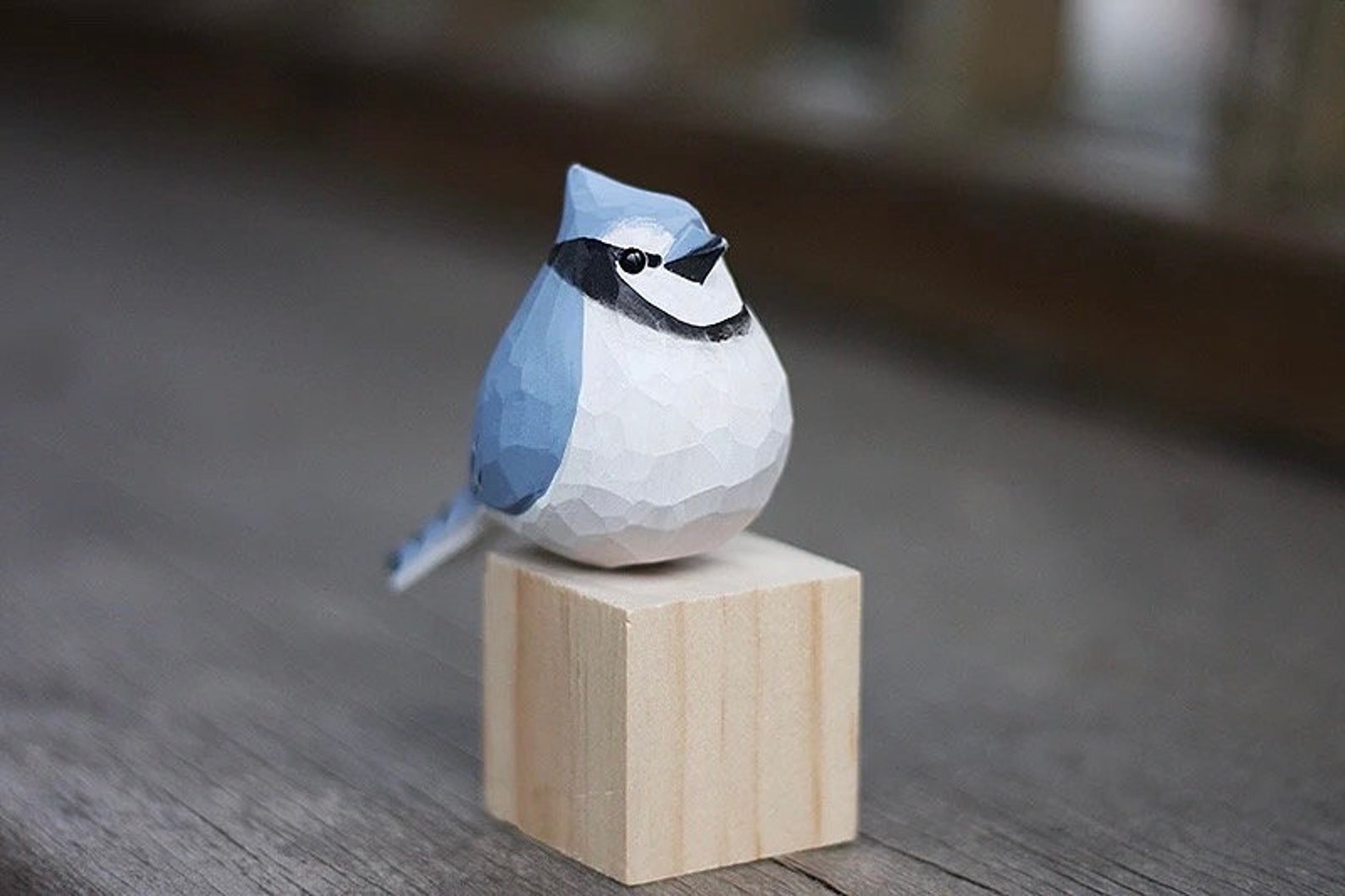 Blue Jay Wood Carving Bird Blue Jay Figurine Handmade Wood Bird ...
