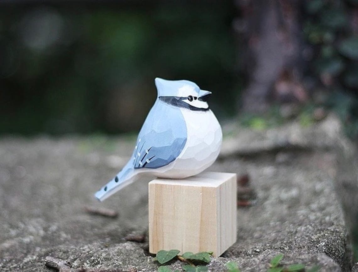 Blue Jay Wood Carving Bird Blue Jay Figurine Handmade Wood - Etsy