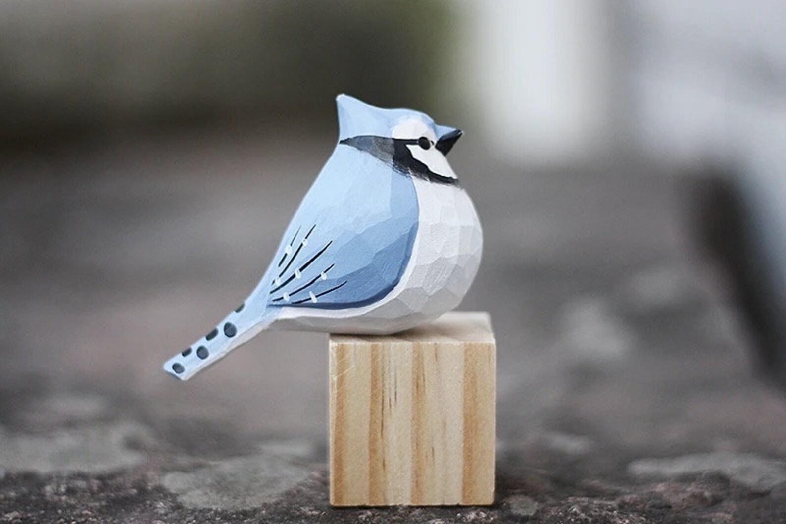 Blue Jay Wood Carving Bird Blue Jay Figurine Handmade Wood - Etsy
