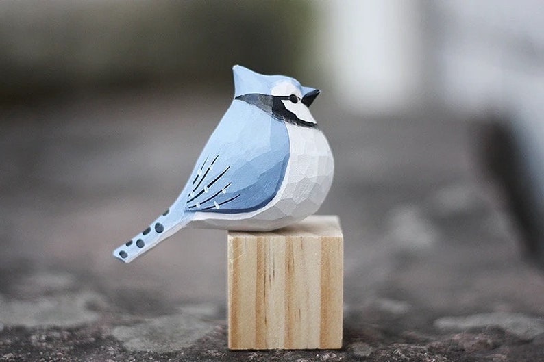 Blue Jay Wood Carving Bird Blue Jay Figurine Handmade Wood - Etsy