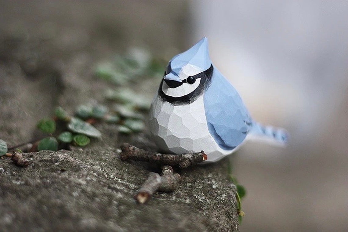 Blue Jay Wood Carving Bird Blue Jay Figurine Handmade Wood - Etsy