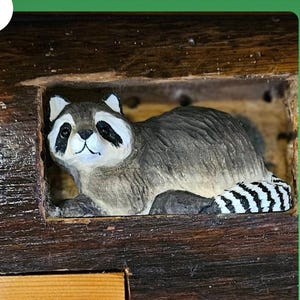 Little Raccoons Figurines Wooden Raccoon Home Decor Tea Accessories ...