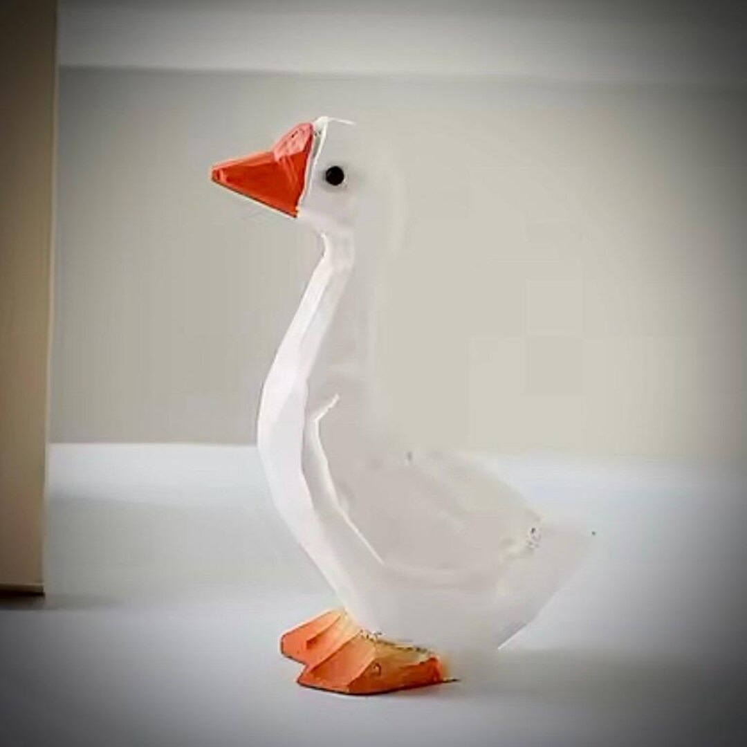 White Goose Figurine Wooden Goose Garden Decor Bird Home Decor Wood ...