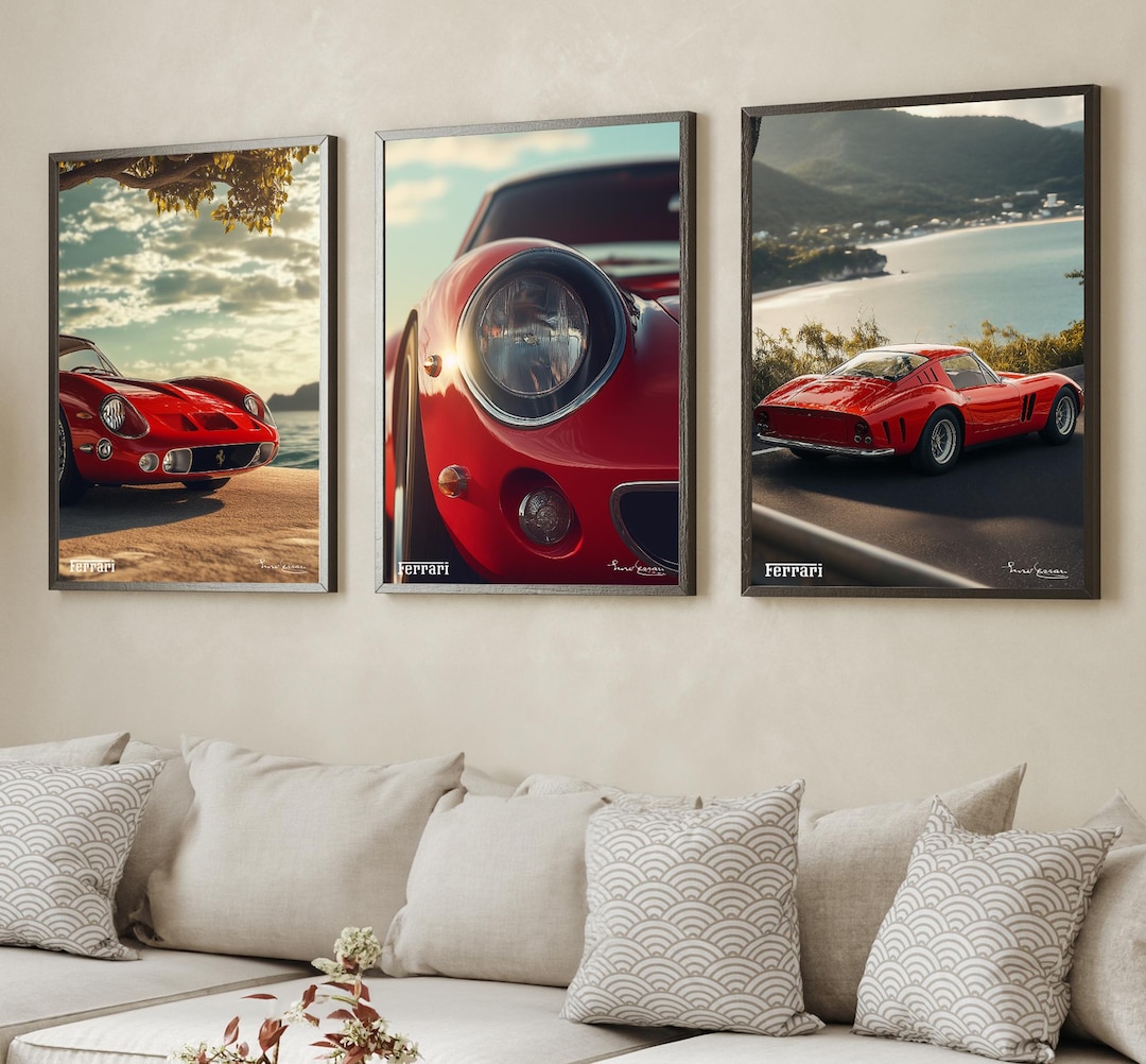Ferrari Poster, Set of 3 Car Poster, Wall Decor, 3 Piece Wall Art ...