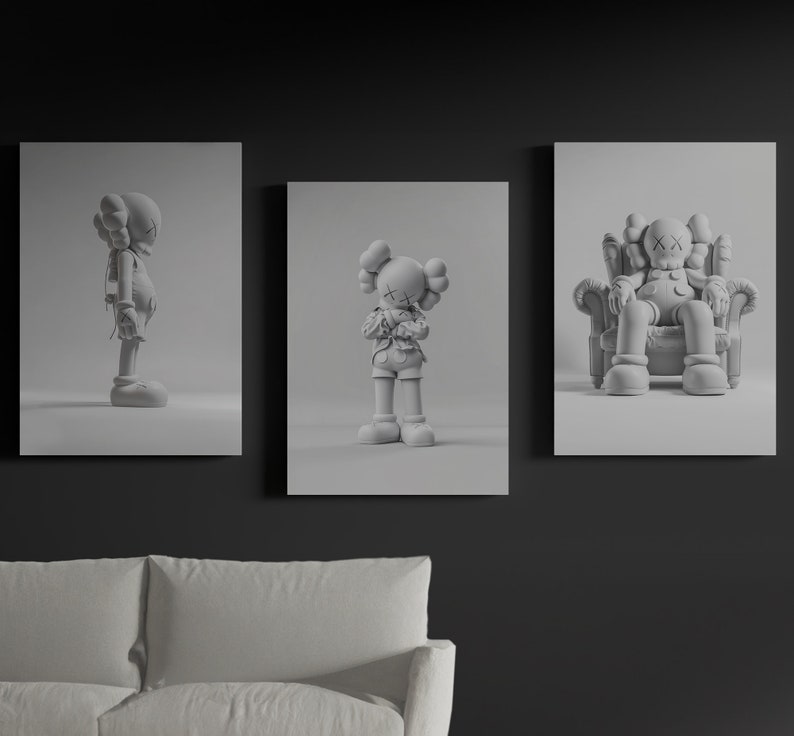 Kaws Poster Set of 3, Kaws Figure Kaws, 3 Piece Wall Art, Kaws Wall Art ...