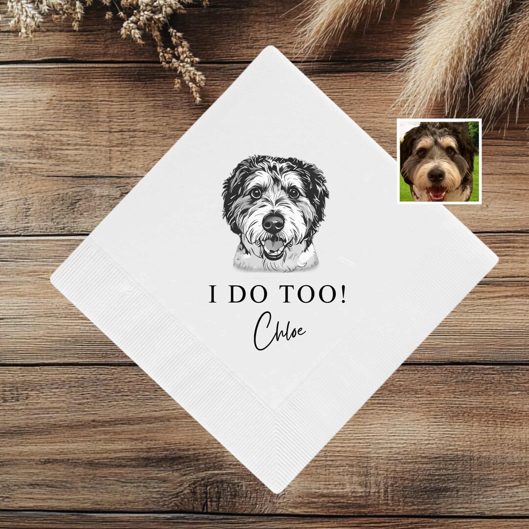 Dog Cocktail Napkins, Custom Dog Wedding Napkins, Bridal Shower Party ...