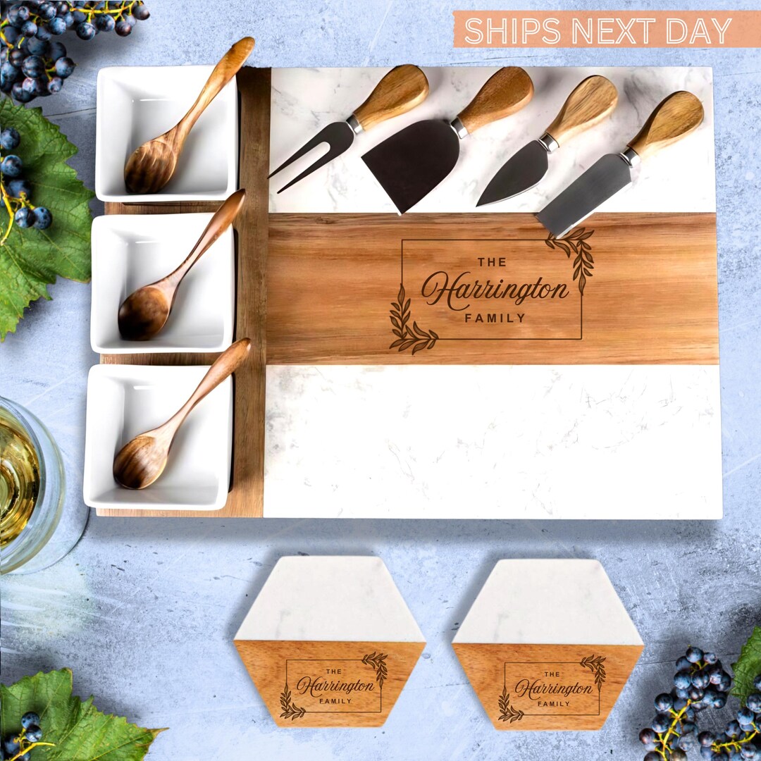 Personalized Cheese Board Set With Custom Engraving Elegant Charcuterie ...