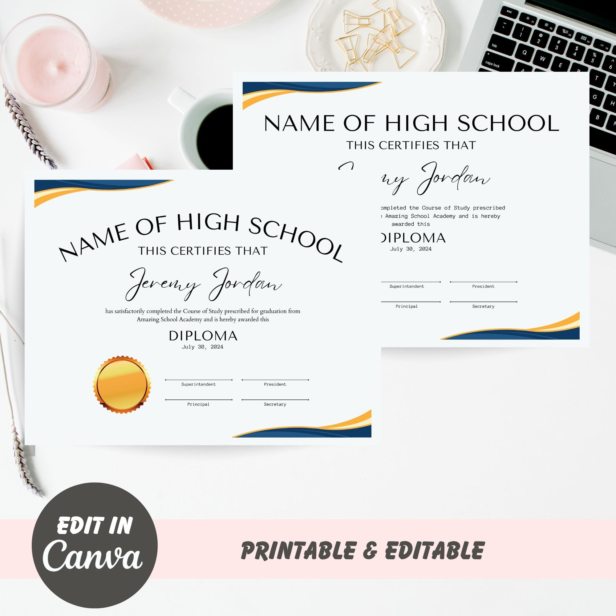Printable School Diploma Home School Diploma Graduation Diploma ...