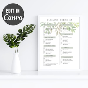 Salon Cleaning Checklist, Greenery Themed Salon Cleaning Checklist ...