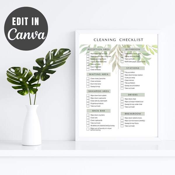 Cleaning Checklist Spa - Etsy