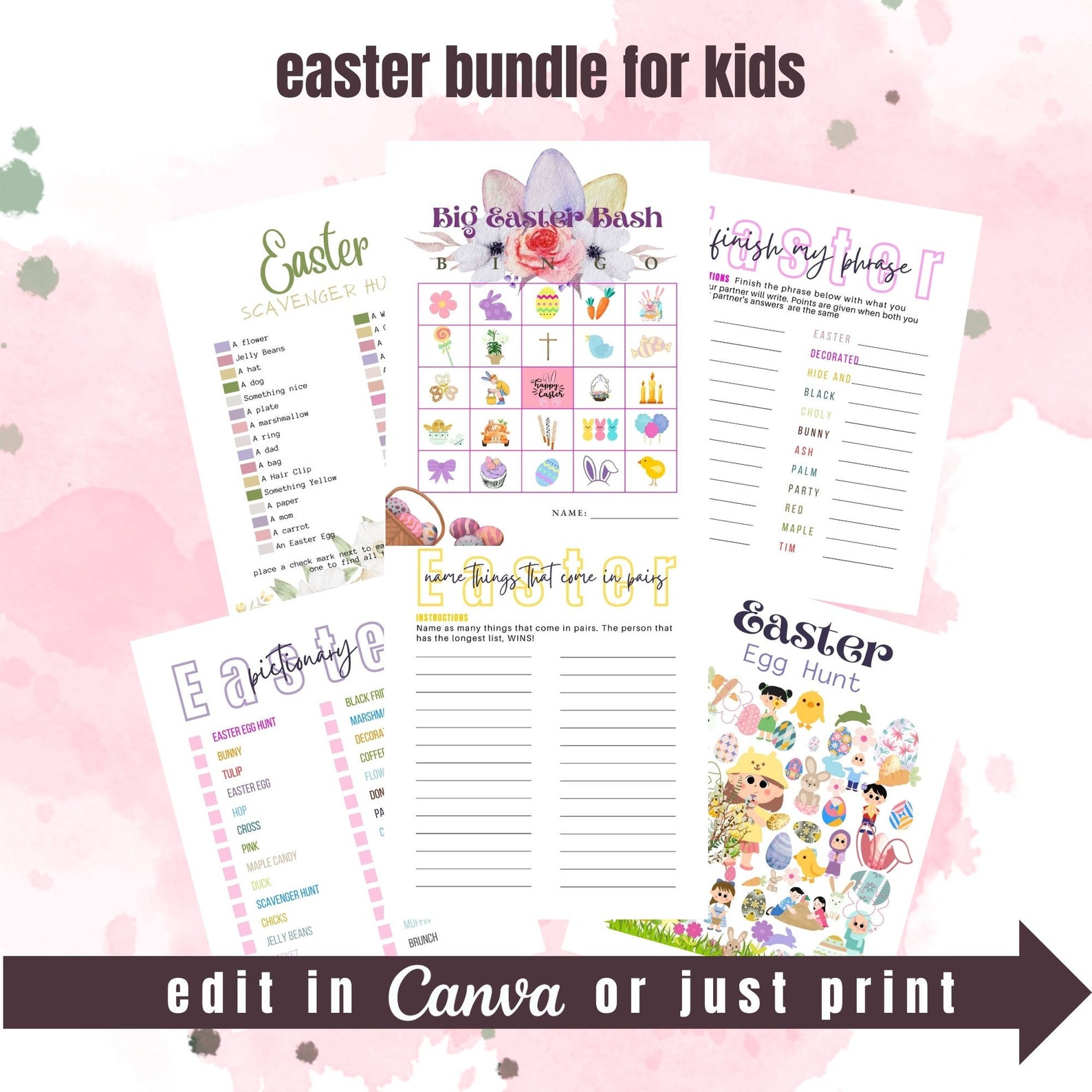Easter Games for Kids, Easter Bingo, Easter Egg Hunt, Scavenger Hunt ...