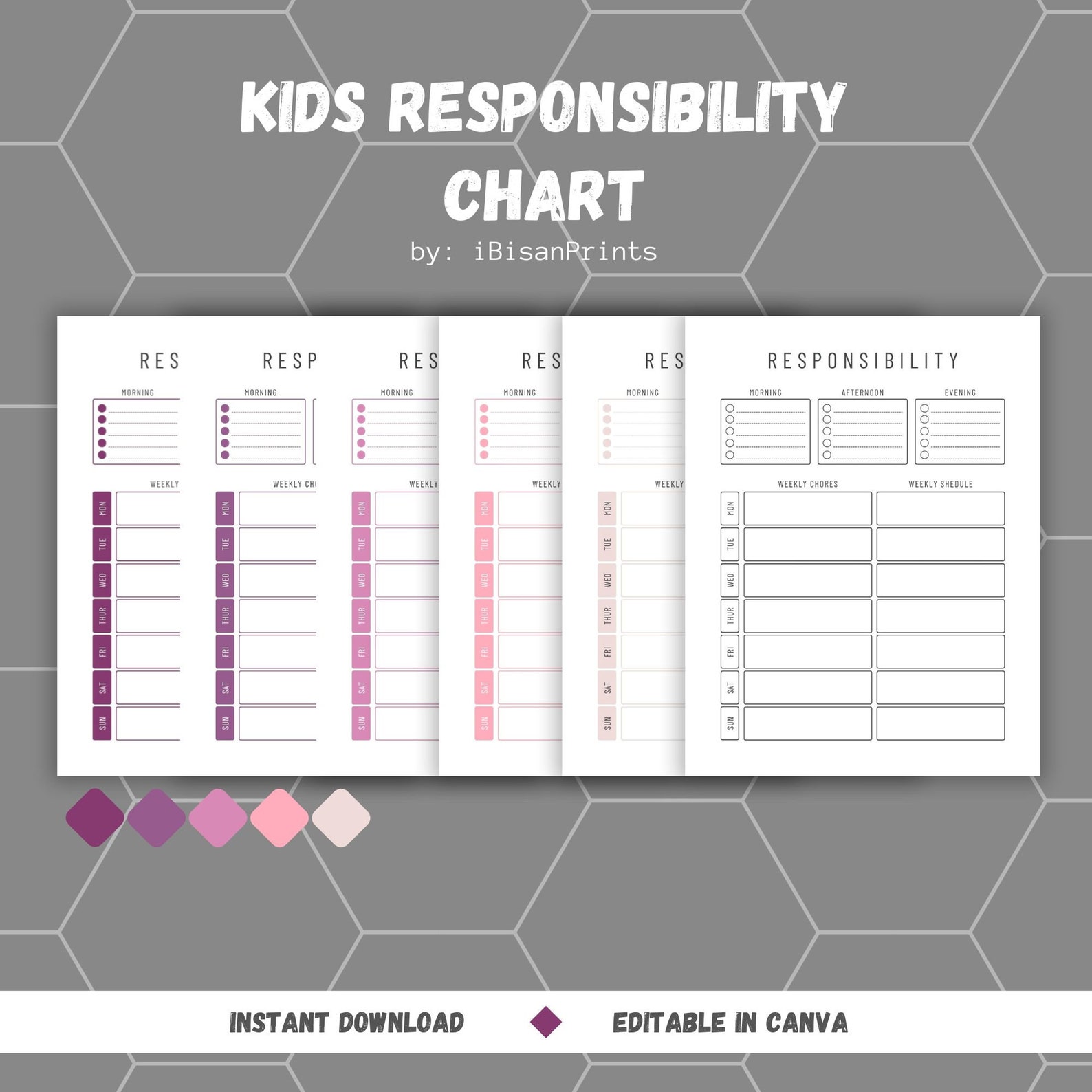 Kids Responsibility Chart Adult Responsibility Chart to Do Chart Weekly ...