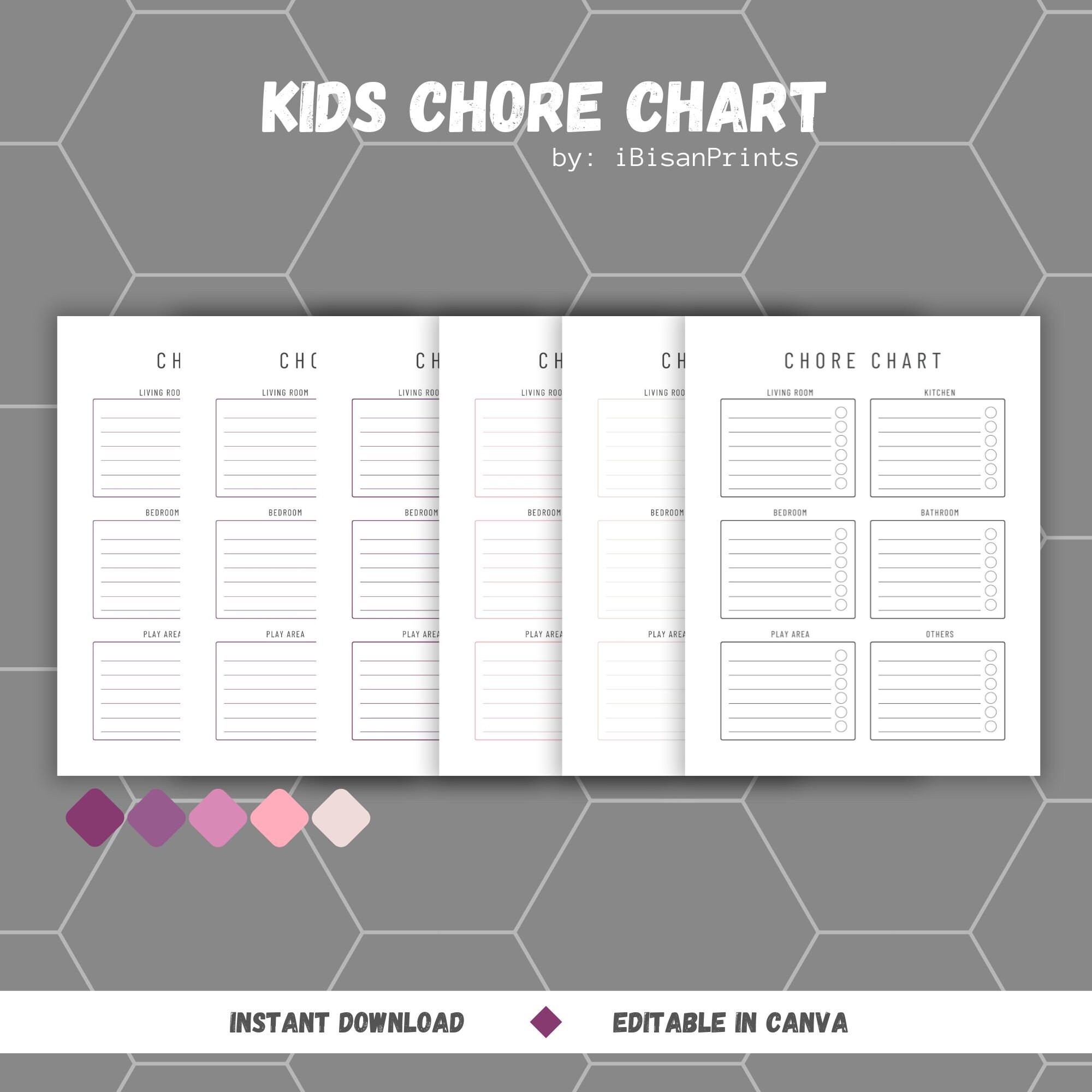 Kids Chore Chart Adult Chore Checklist Before and After School Chore ...