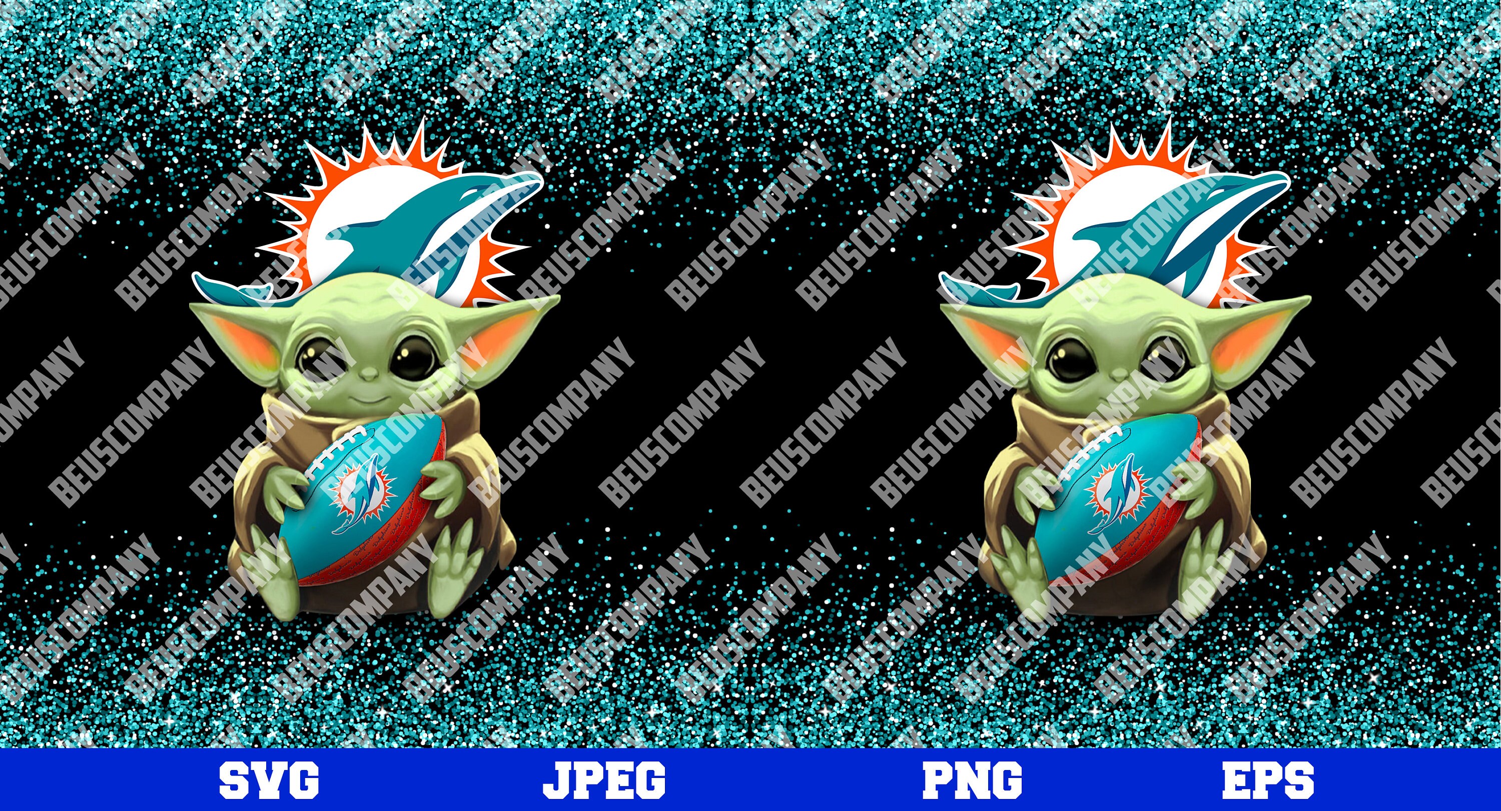 Baby Yoda Hugging Glitter Digital Miami Dolphins NFL PNG | Etsy
