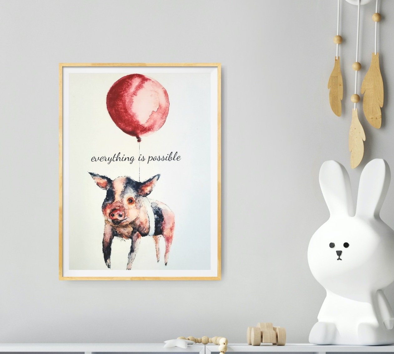 Pig Wall Art, Pig Watercolor Print, Inspirational Pig Print, When Pigs ...