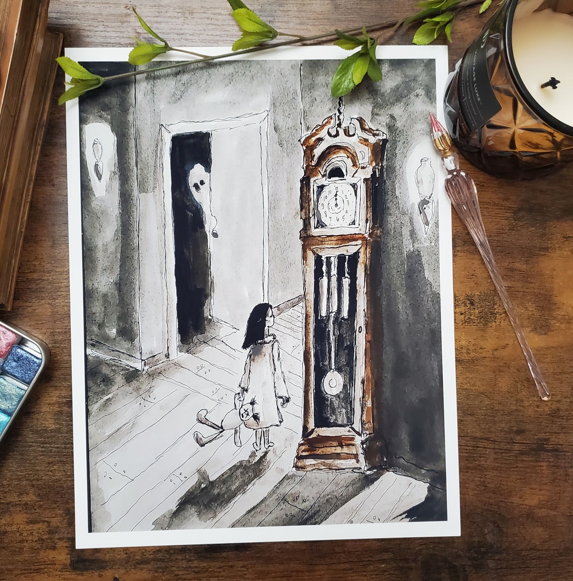 Spooky Ghost Art Print, Little Girl and Ghost, Gothic Print, Haunted ...