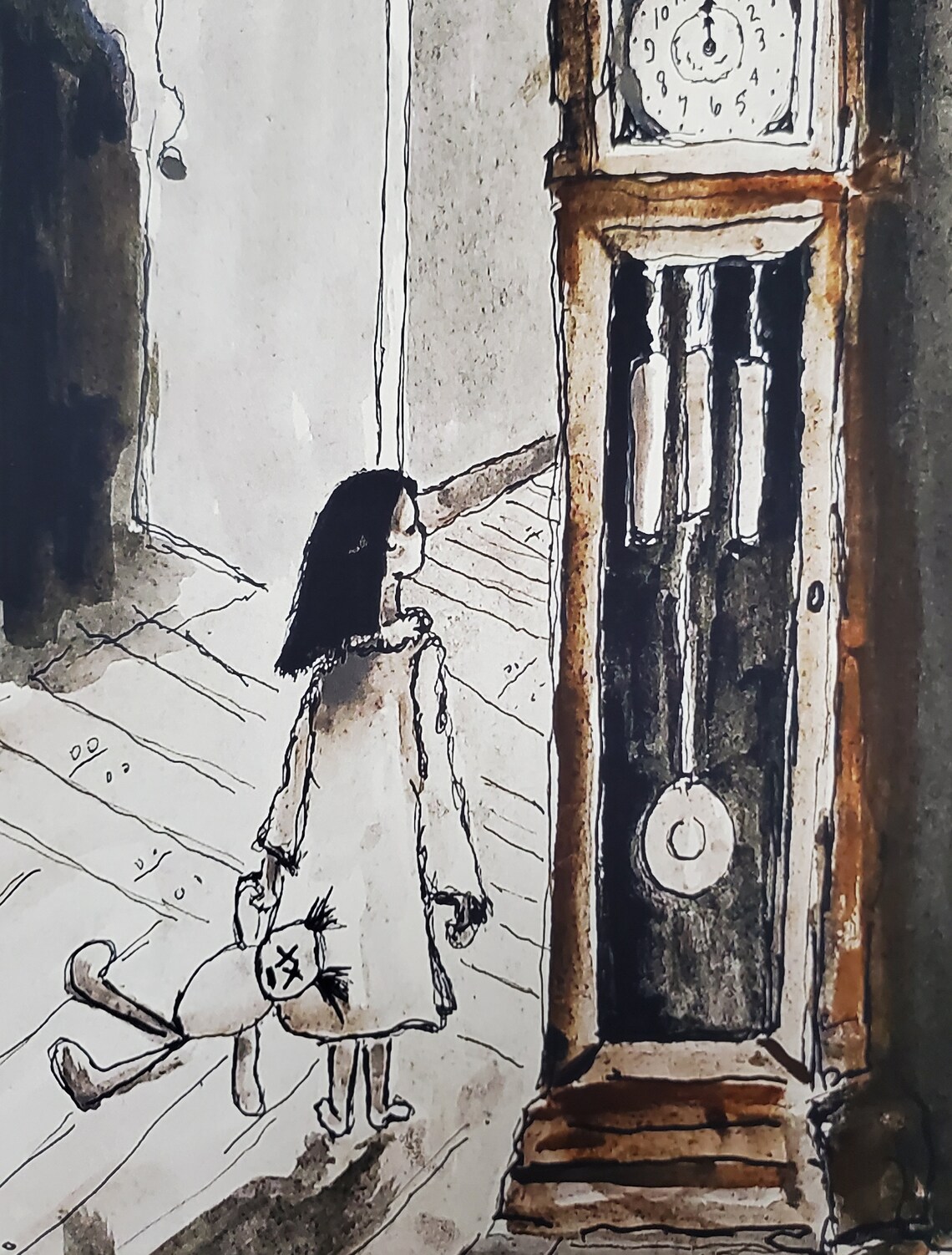 Spooky Ghost Art Print, Little Girl and Ghost, Gothic Print, Haunted ...