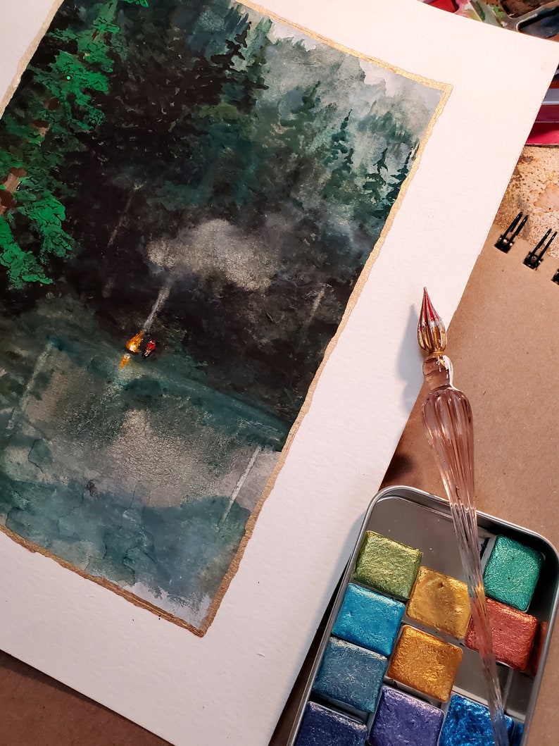 Cozy Fire Print, Woodland Print, Campfire Art, Camping Painting, Forest ...