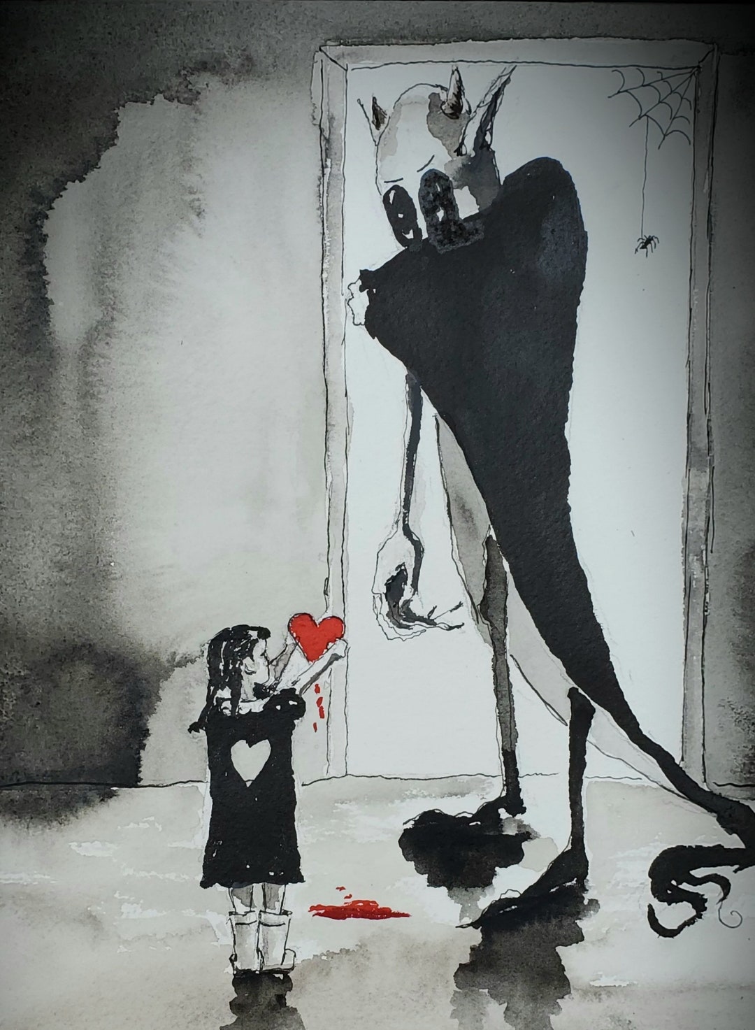 Spooky Monster Art Print, Foreboding Illustration, , Gothic ...