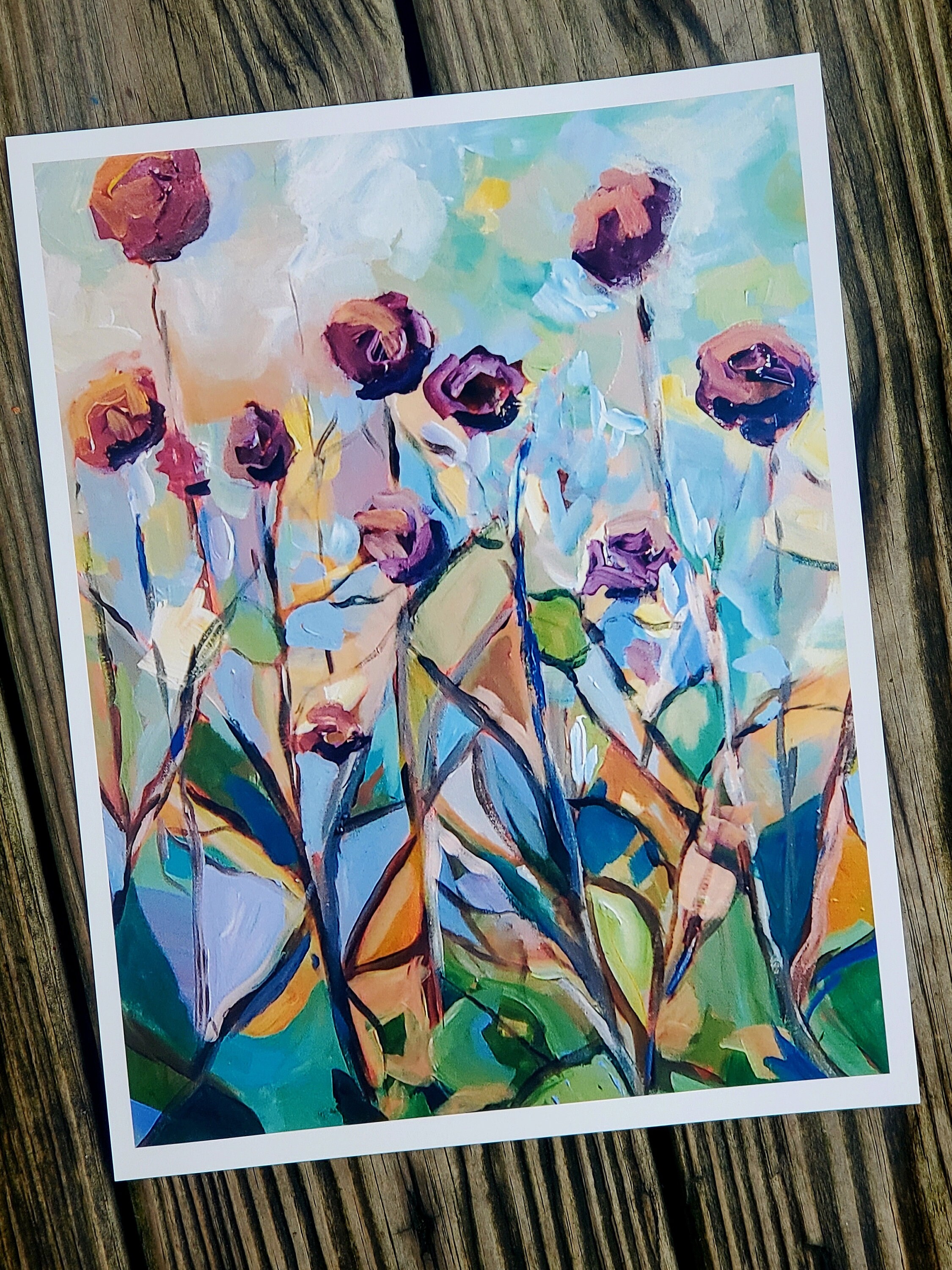 Abstract Flower Print, Floral Painting, Purple Flowers Art, Abstract ...