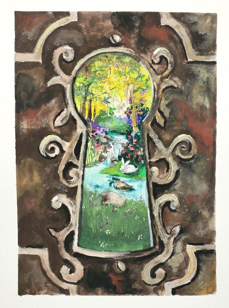 Secret Garden Fairytale Art Print, Children's Room, Watercolor - Etsy
