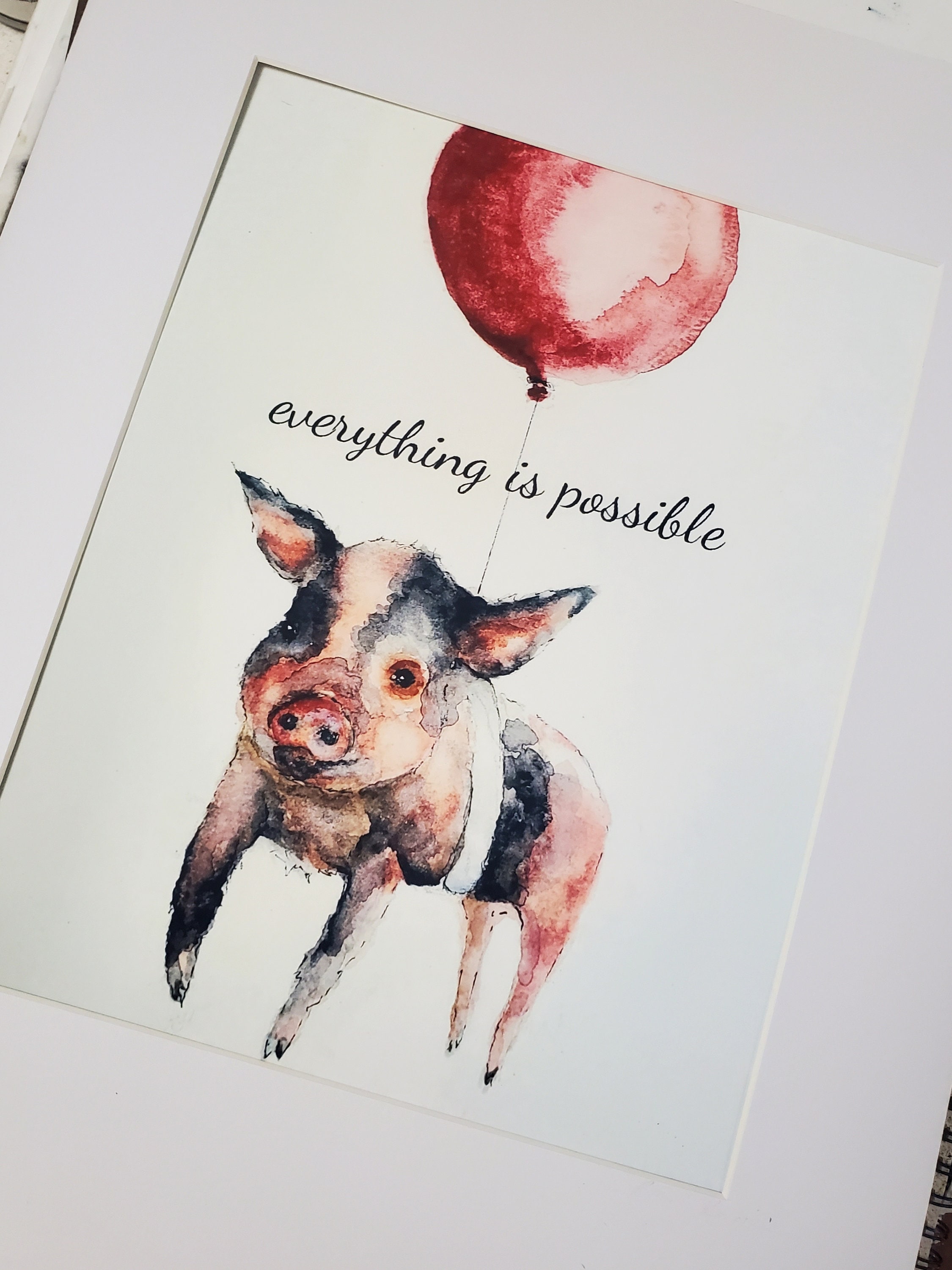 Pig Wall Art, Pig Watercolor Print, Inspirational Pig Print, When Pigs ...