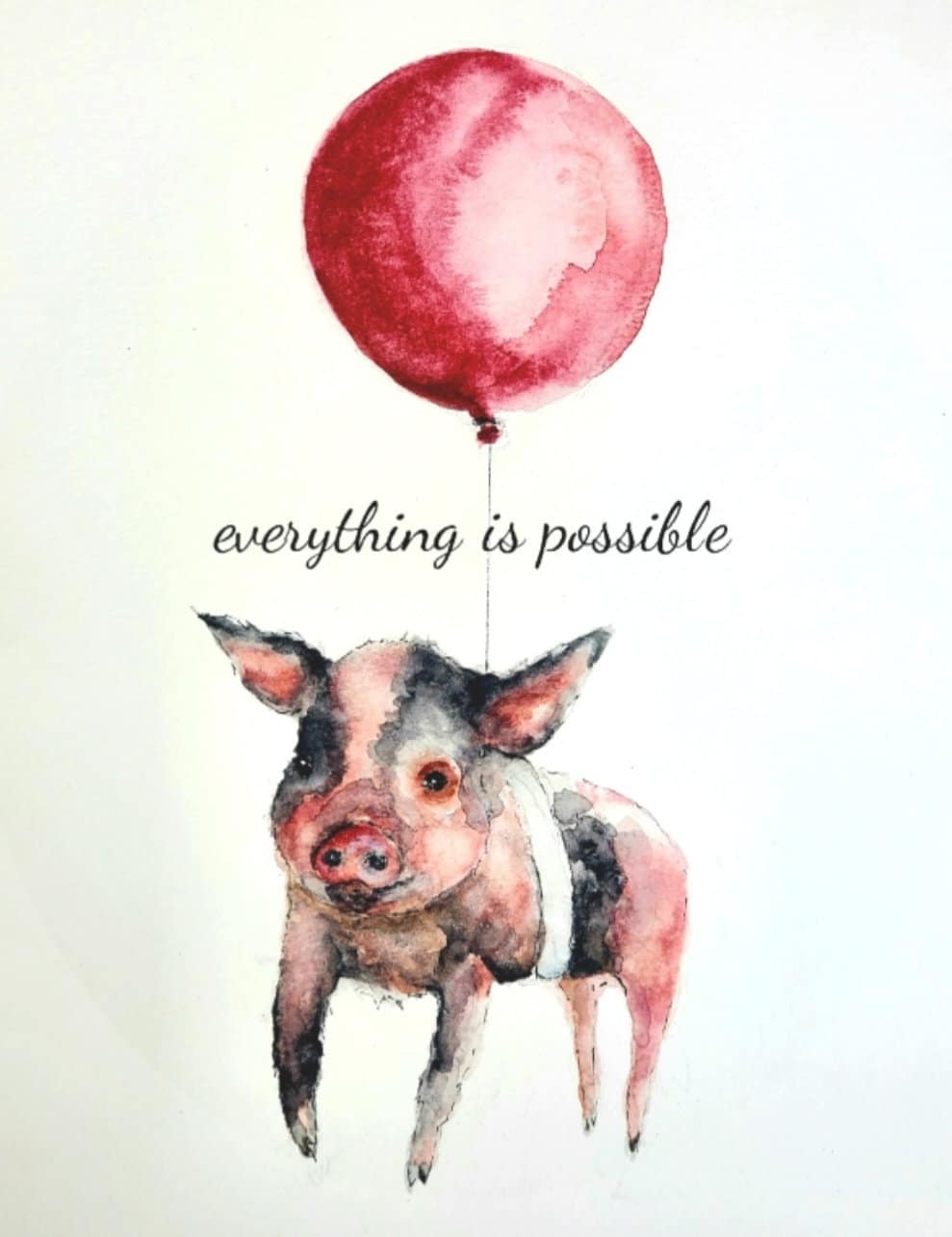 Pig Wall Art, Pig Watercolor Print, Inspirational Pig Print, When Pigs ...