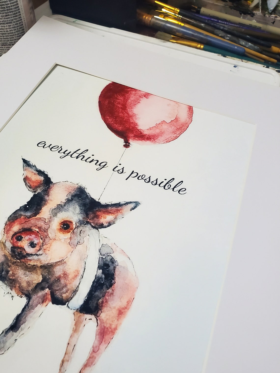 Pig Wall Art, Pig Watercolor Print, Inspirational Pig Print, When Pigs ...