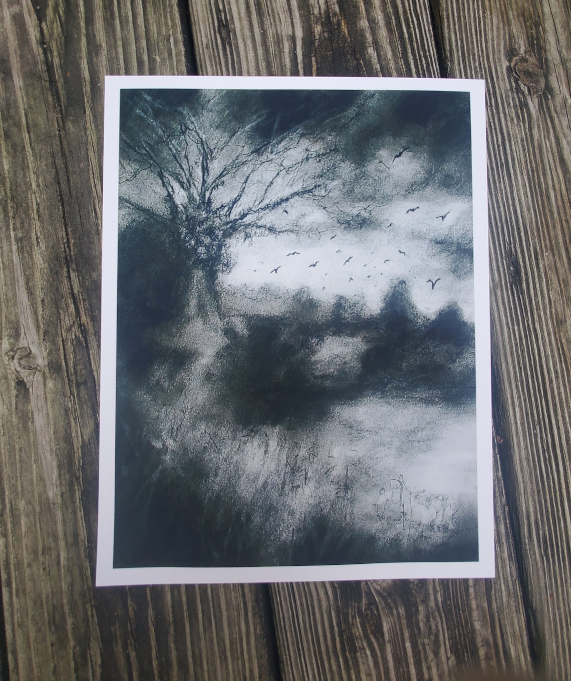 Moody Landscape Print, Black and White Landscape, Charcoal Drawing ...