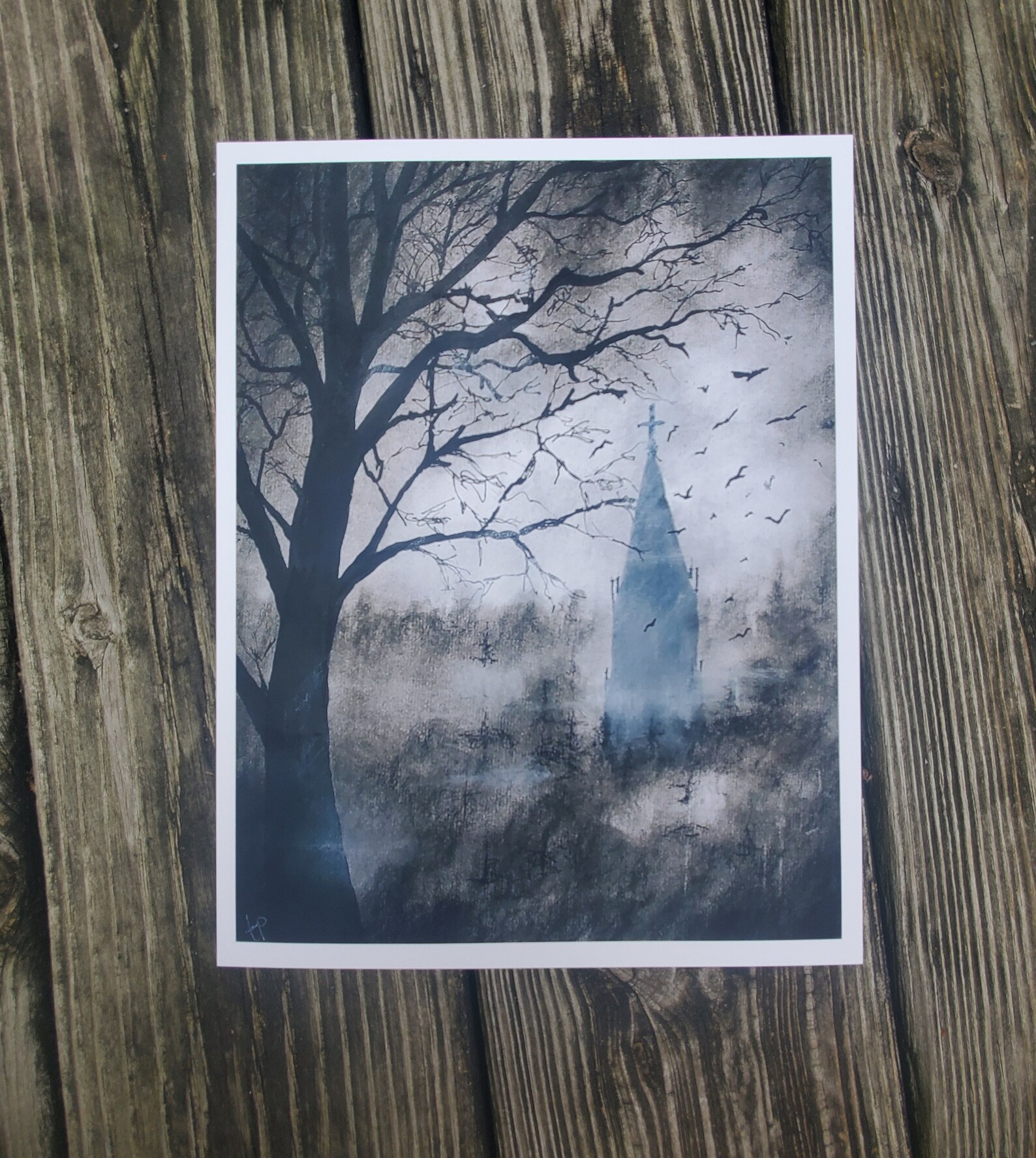 Moody Landscape Print, Black and White Landscape, Charcoal Drawing ...