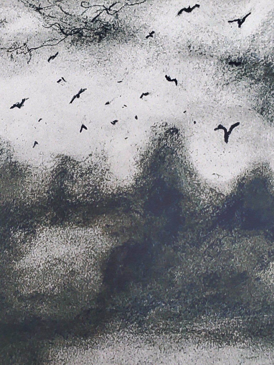 Moody Landscape Print, Black and White Landscape, Charcoal Drawing ...